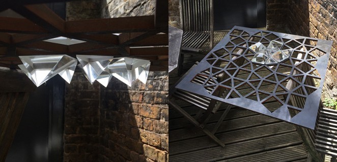 A giant interactive street light shines on London Design Festival