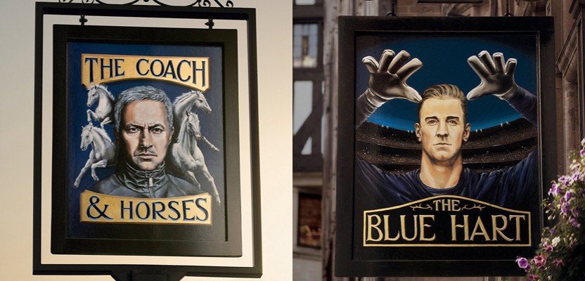 Football stars transformed into classic pub signs for BT Sport